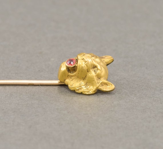 Antique French FIX Tiger Stick Pin - Charming Gold-Fi… - Gem