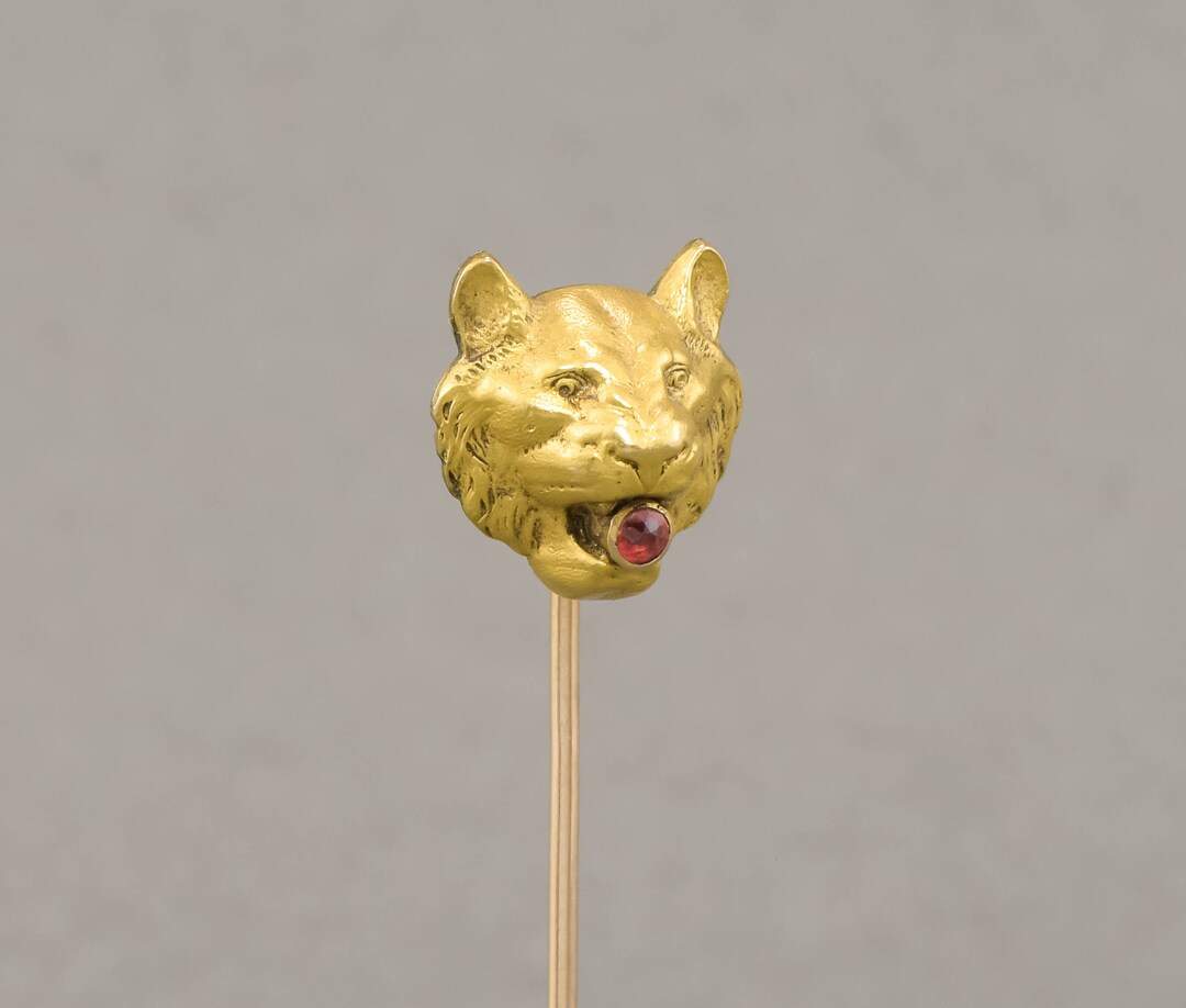 Antique French FIX Tiger Stick Pin - Charming Gold-filled Art Nouveau ...