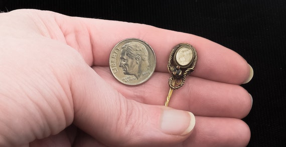 Victorian Enamel Snake Mourning Stick Pin with Hair L… - Gem