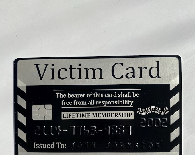 Metal VICTIM CARD| Free Shipping, Customizable. Meme Gift Cards, Custom ...