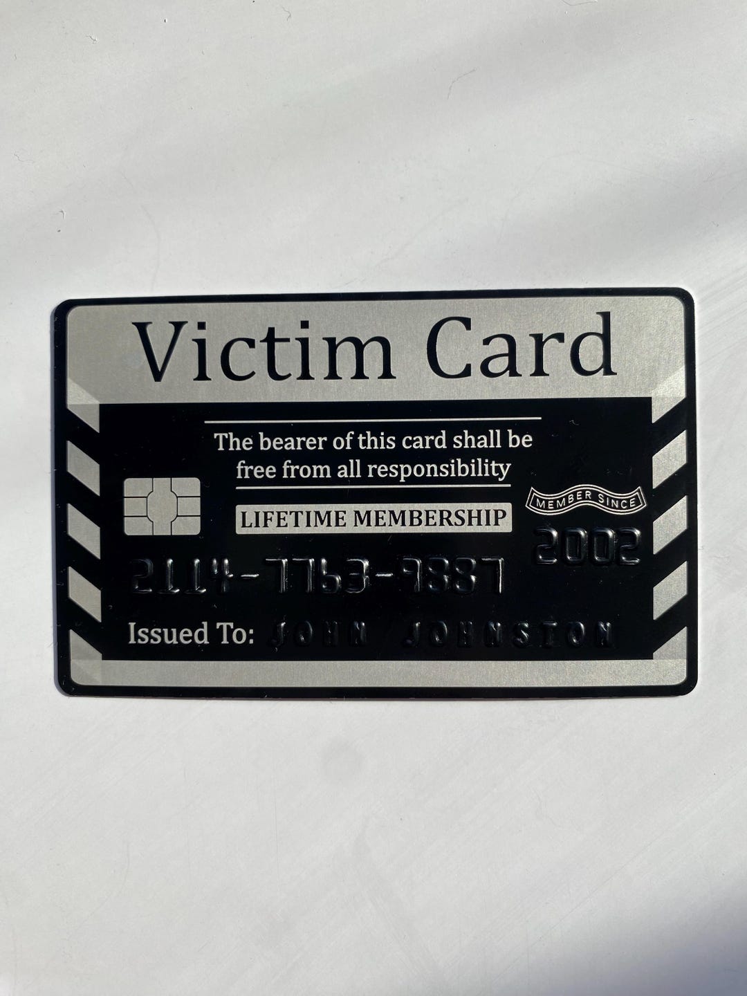 Metal VICTIM CARD| Free Shipping, Customizable. Meme Gift Cards, Custom ...