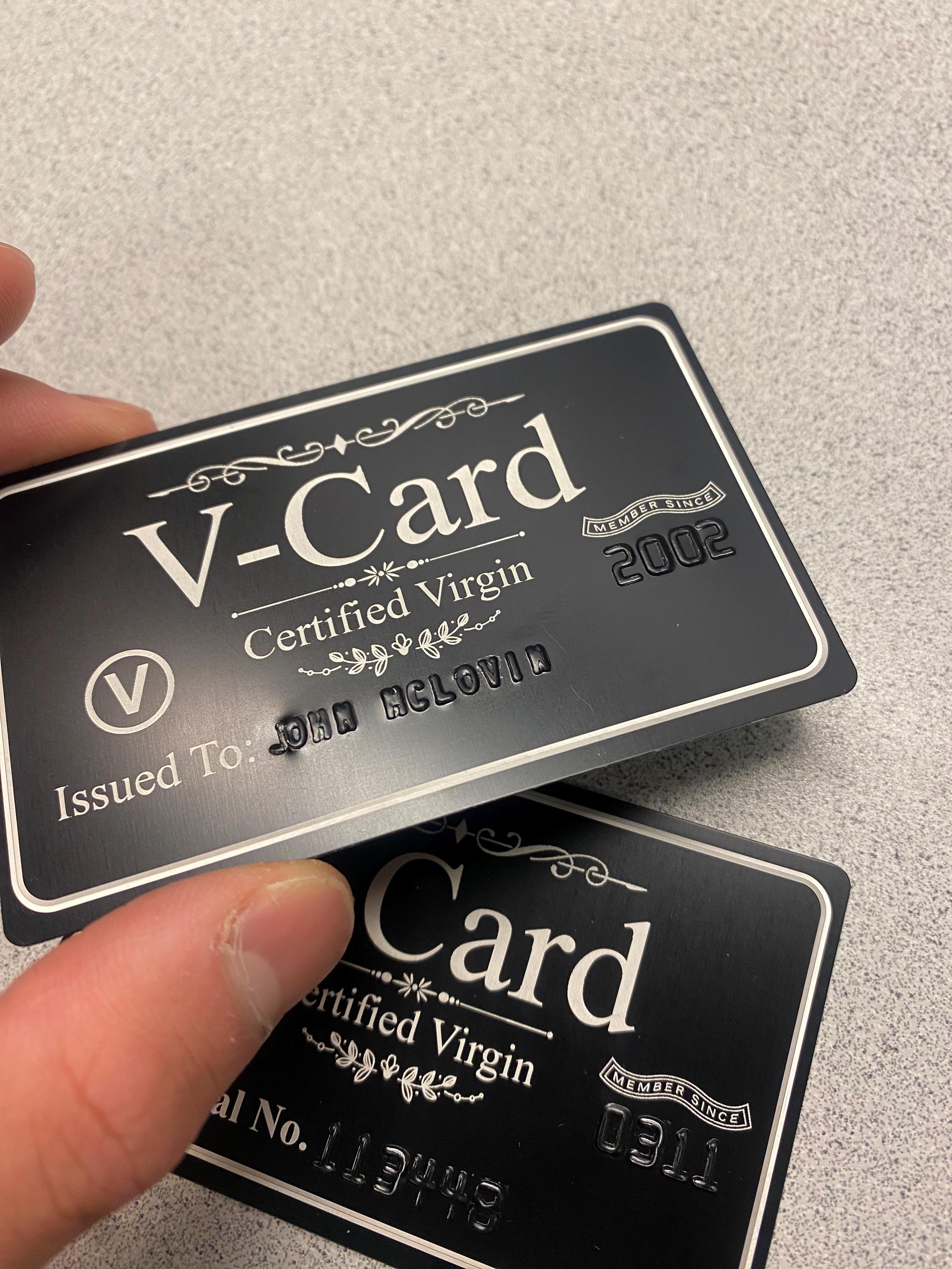 Metal V-CARD, Virgin Card | Free Shipping, Customizable. Meme Gift ...