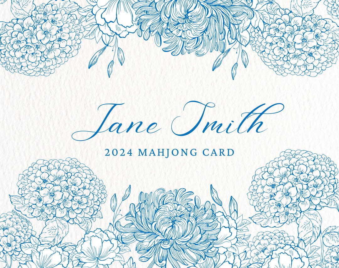 Mahjong Card Sticker Blue and White Hydrangeas - Etsy