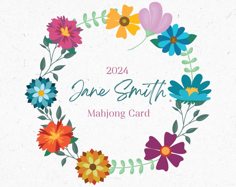 Mahjong Card Sticker Modern Florals - Etsy