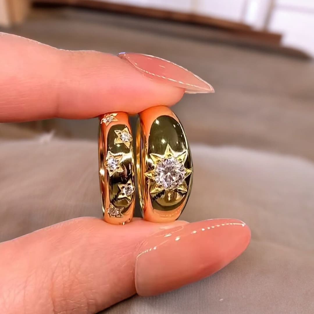 Dome Ring, Star Ring,celestial Jewerly,gold/silver Dome Ring,gold Chunky Ring,statement Ring ...