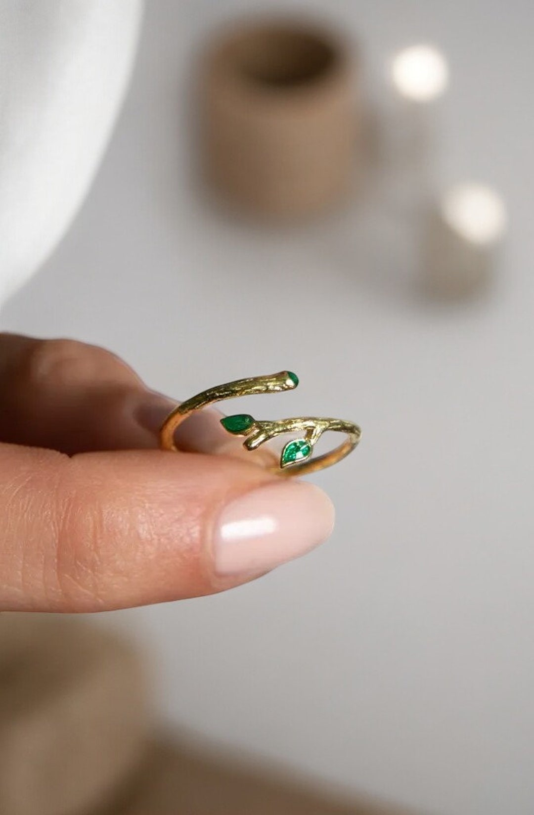 Original Design Ivy Ring, Leaf Ring, Emerald Ring, Green Leaf Ring, Ivy ...