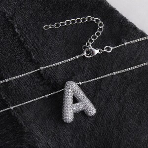 Balloon Letter Necklace,bubble Pave Initial Pendant,3d Gold Letter ...