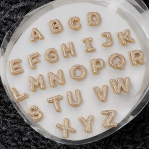 Balloon Letter Necklace,bubble Pave Initial Pendant,3d Gold Letter ...