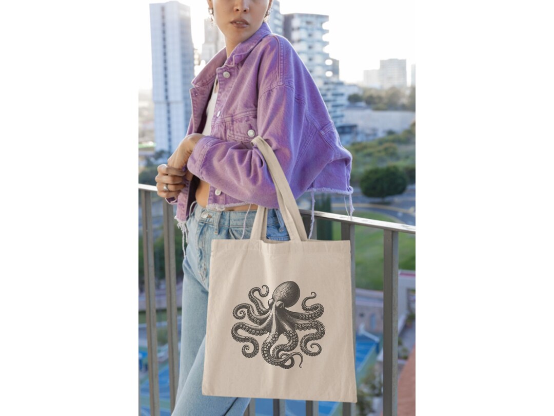 Octopus Tote Bag Animal Book Bag Artistic Bag for School Sea Creature ...