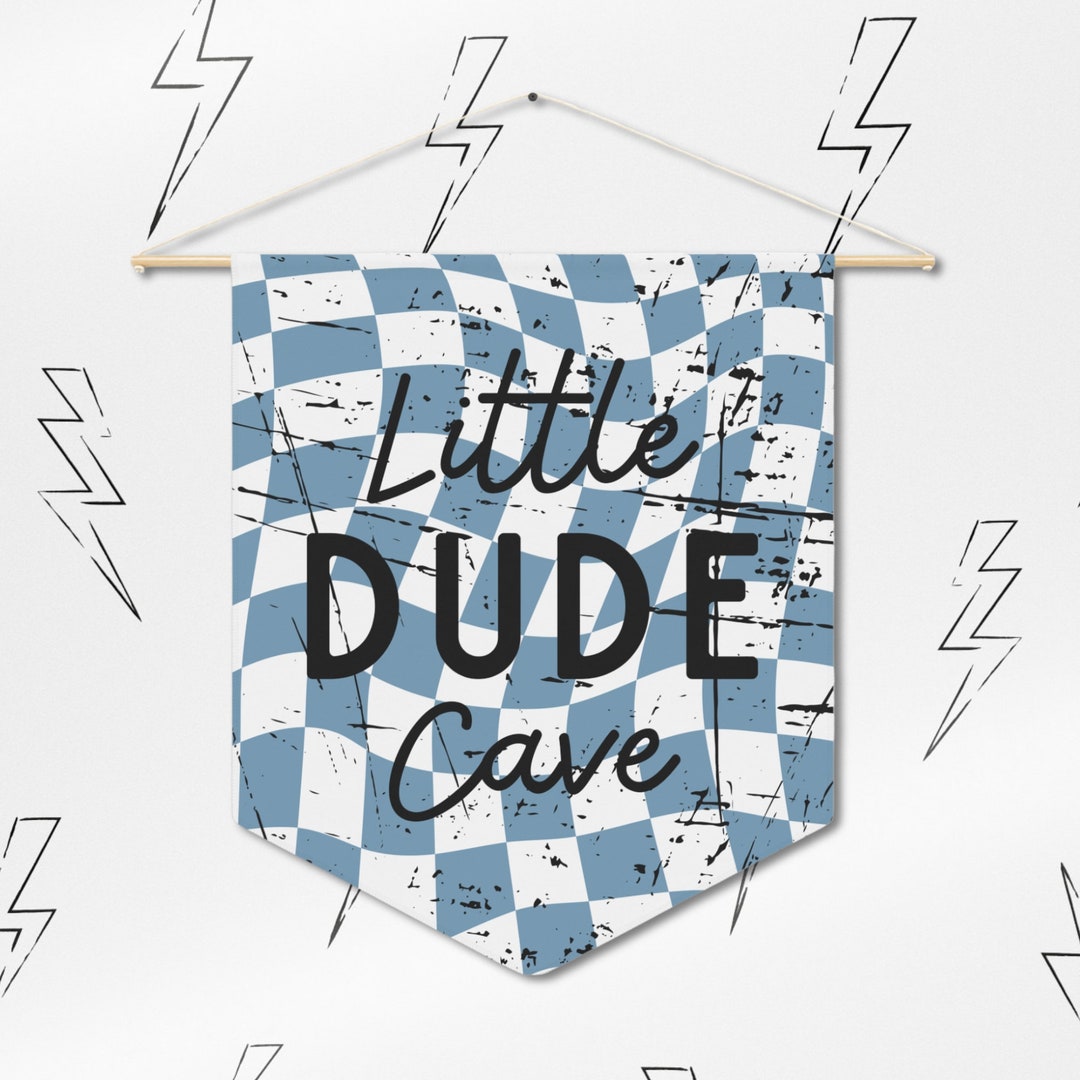 Little Dude Cave Checkerboard Retro Name Sign for Toddler Room Decor ...