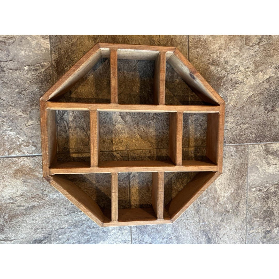 Vintage Wooden Octagon Shaped Curio Wall Shelf Rare - Etsy
