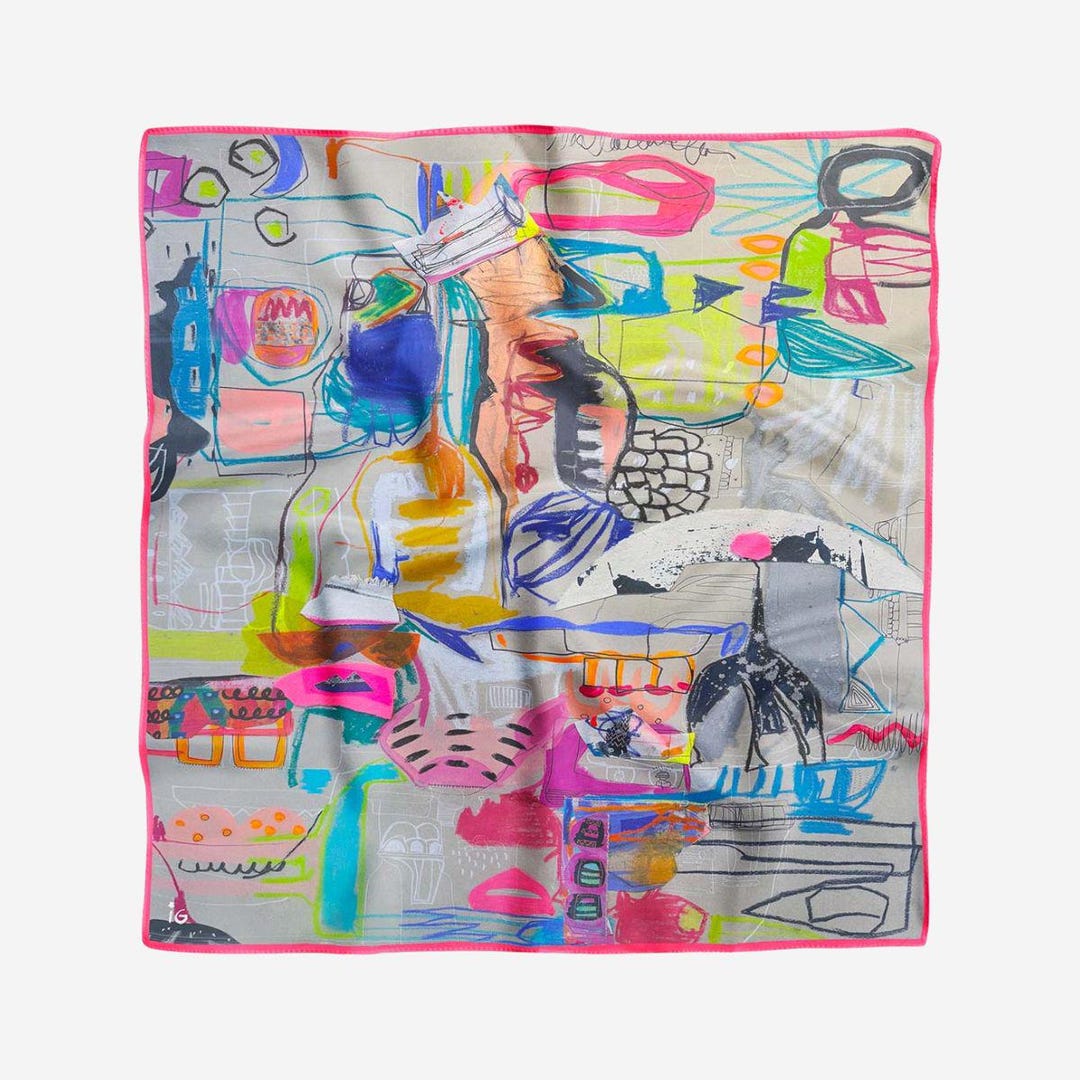 Silk Bandana Scarf: Hand-painted “the Traveler” Art Design | Isabelle ...