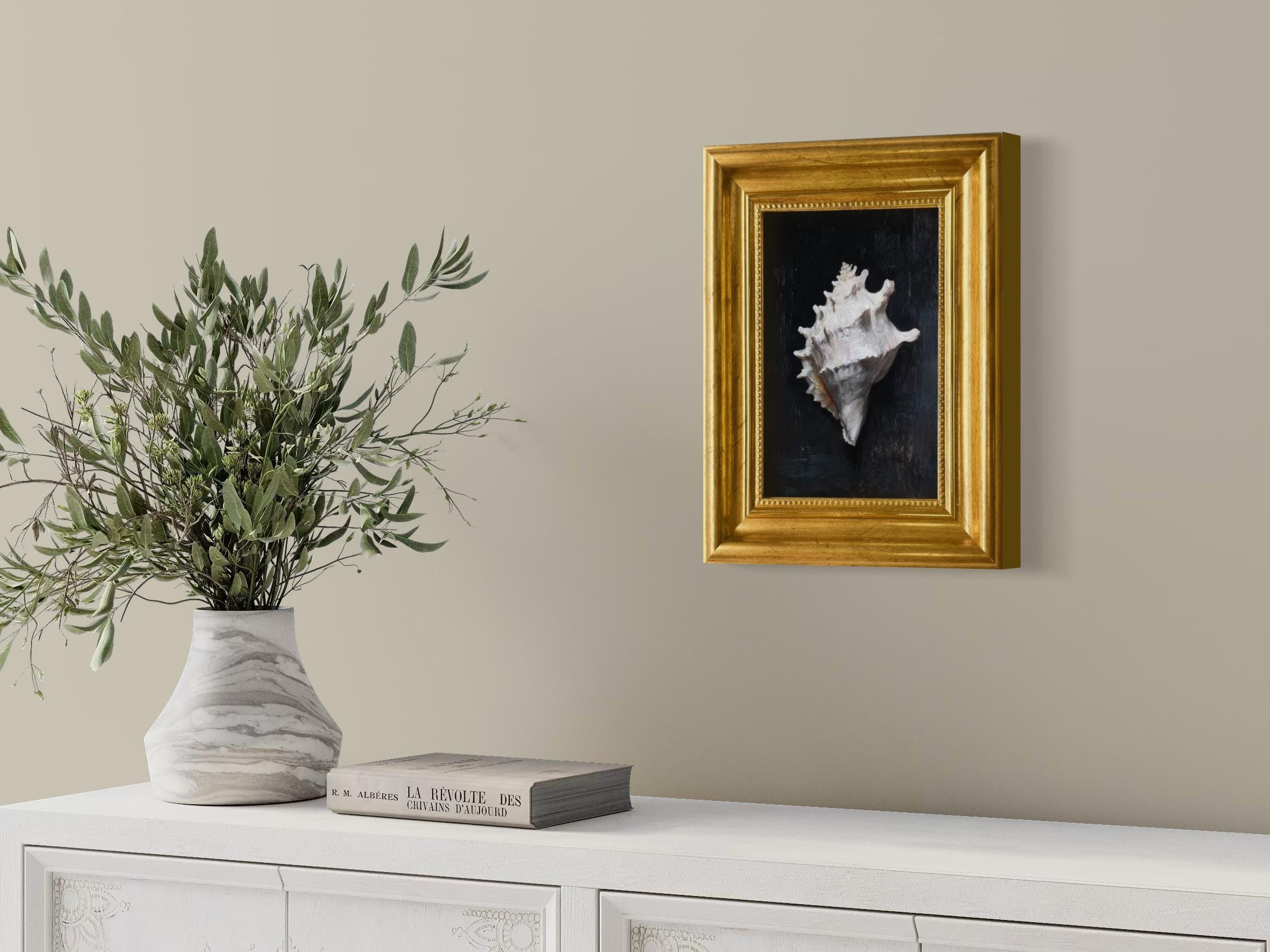Conch Shell Still Life Oil Painting on Canvas Original Seashell Artwork ...
