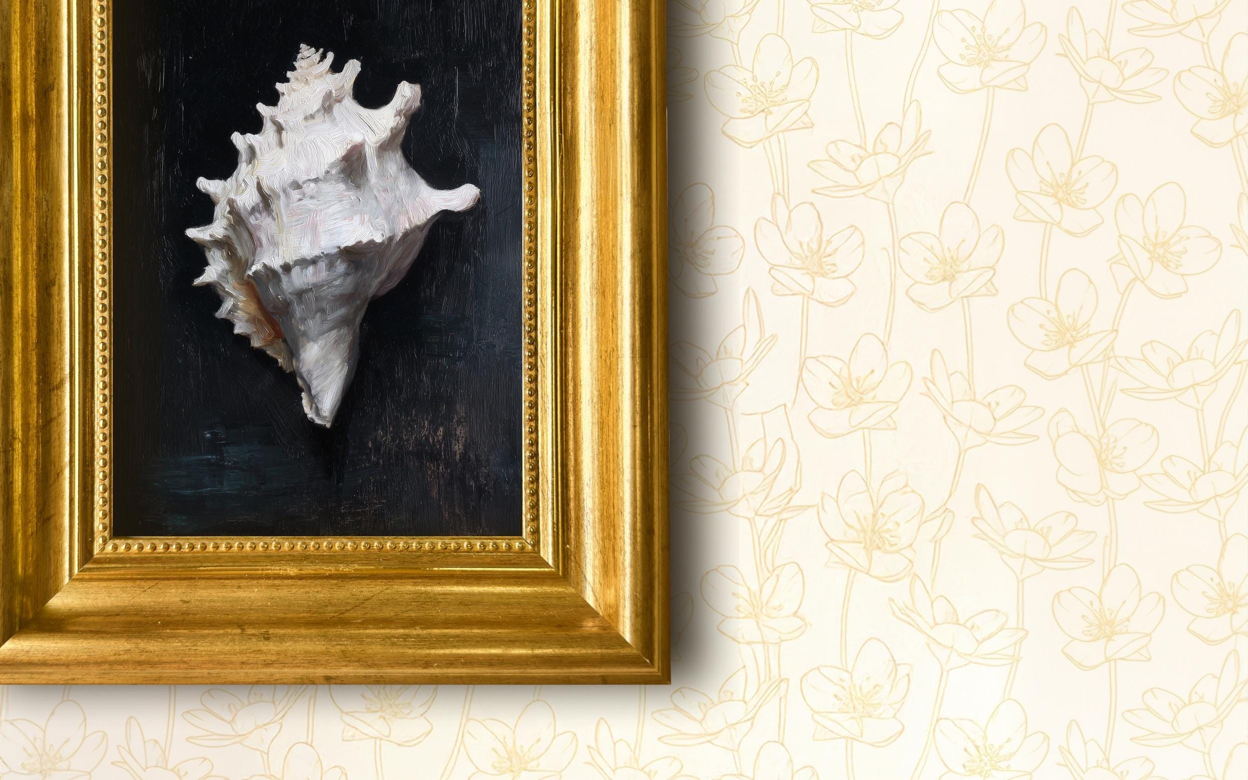 Conch Shell Still Life Oil Painting on Canvas Original Seashell Artwork ...