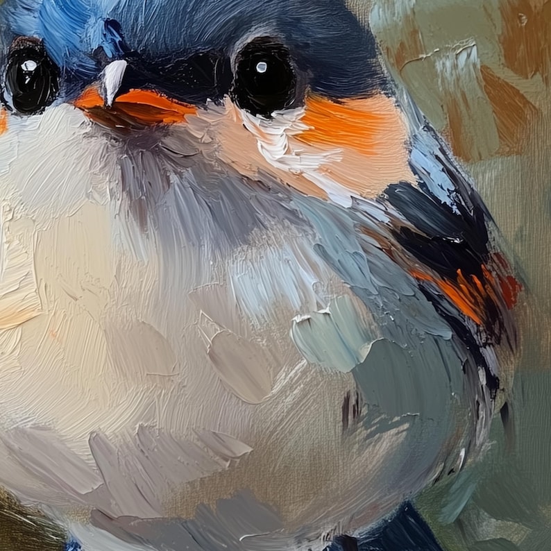 Small Vintage Oil Painting Bird on Branch Framed Vintage Artwork Hand ...