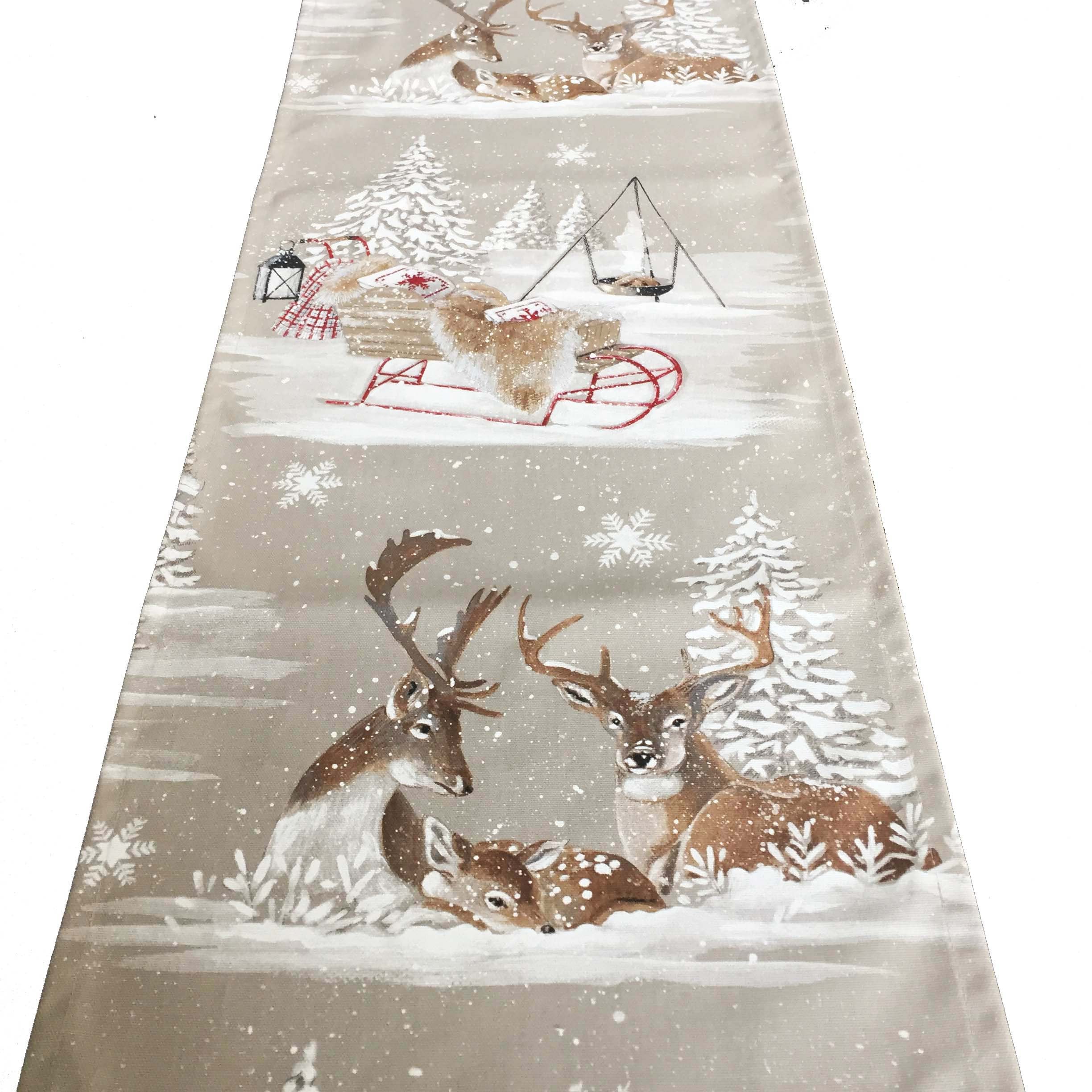 Winter Scene With Deer Table Runner - Etsy