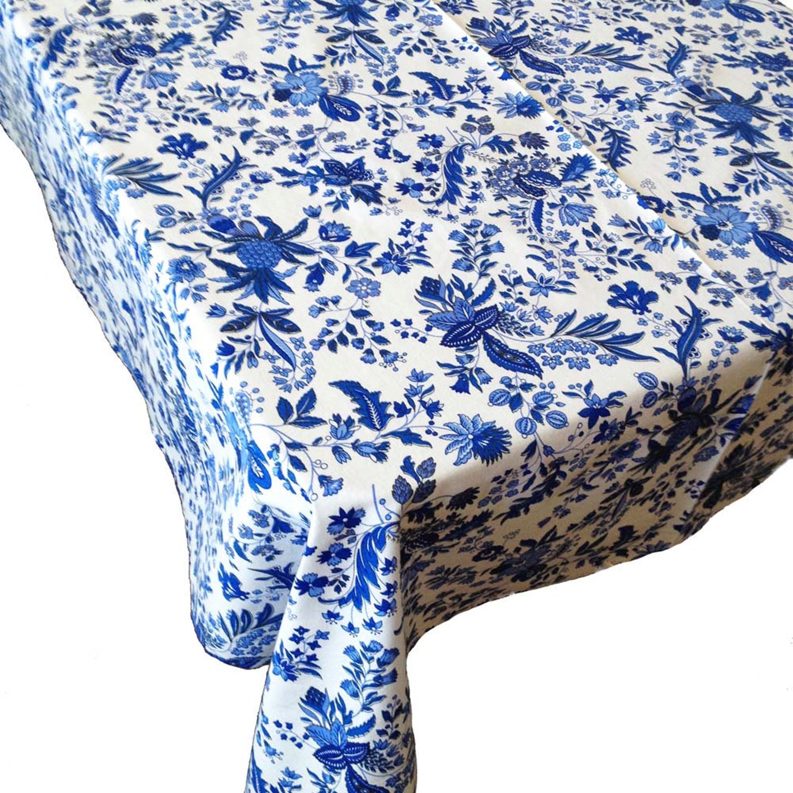 Blue and White Floral French Provence Tablecloth - Etsy