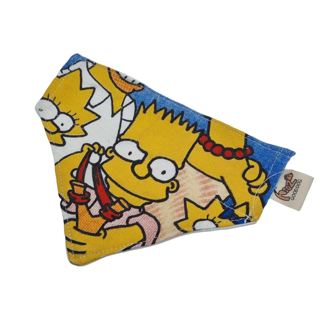 Upcycled Simpsons Dog Bandana medium Slide-on Collar Cartoon ...