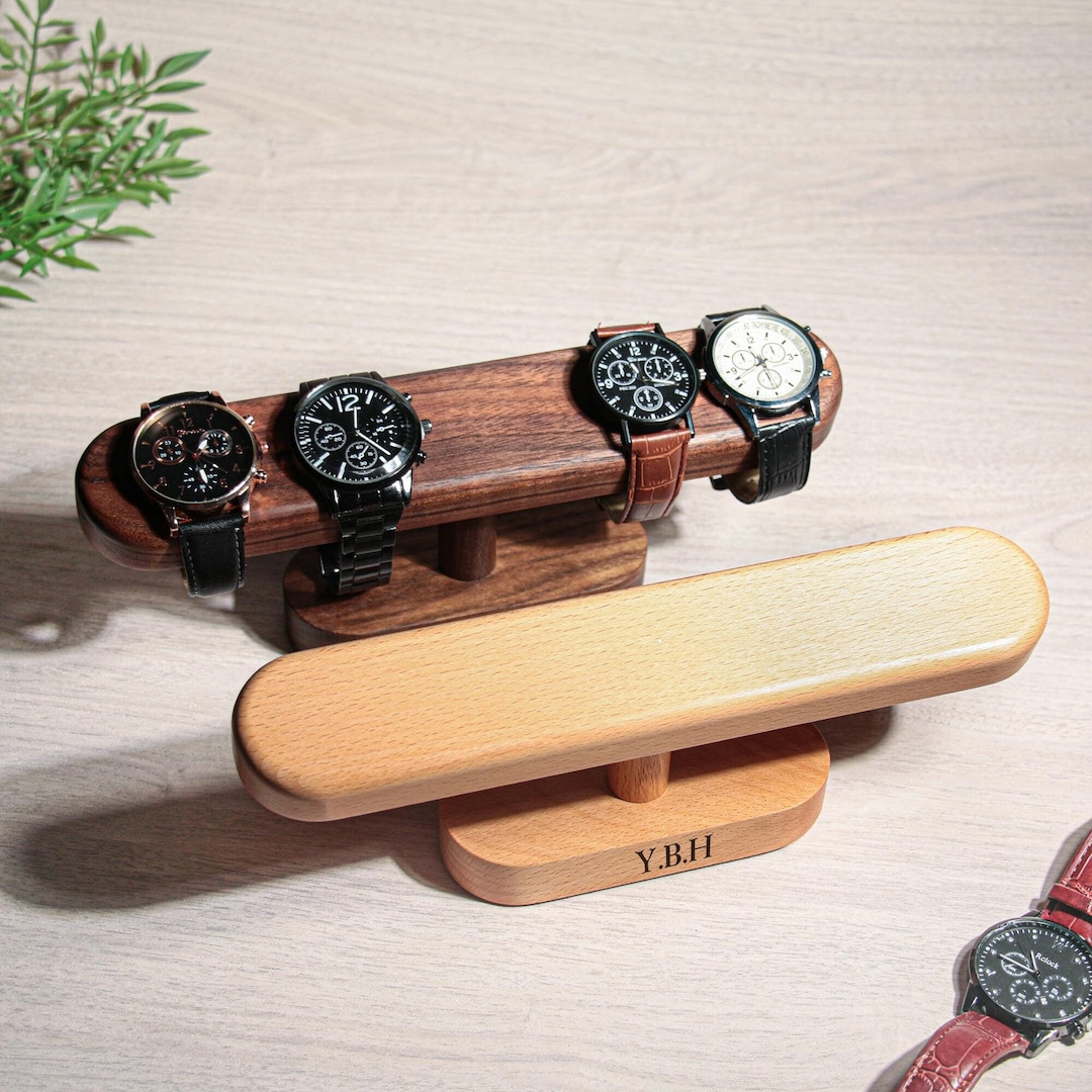 Custom Wooden Watch Holder Stand Base , Personalized Name Watch Display ...