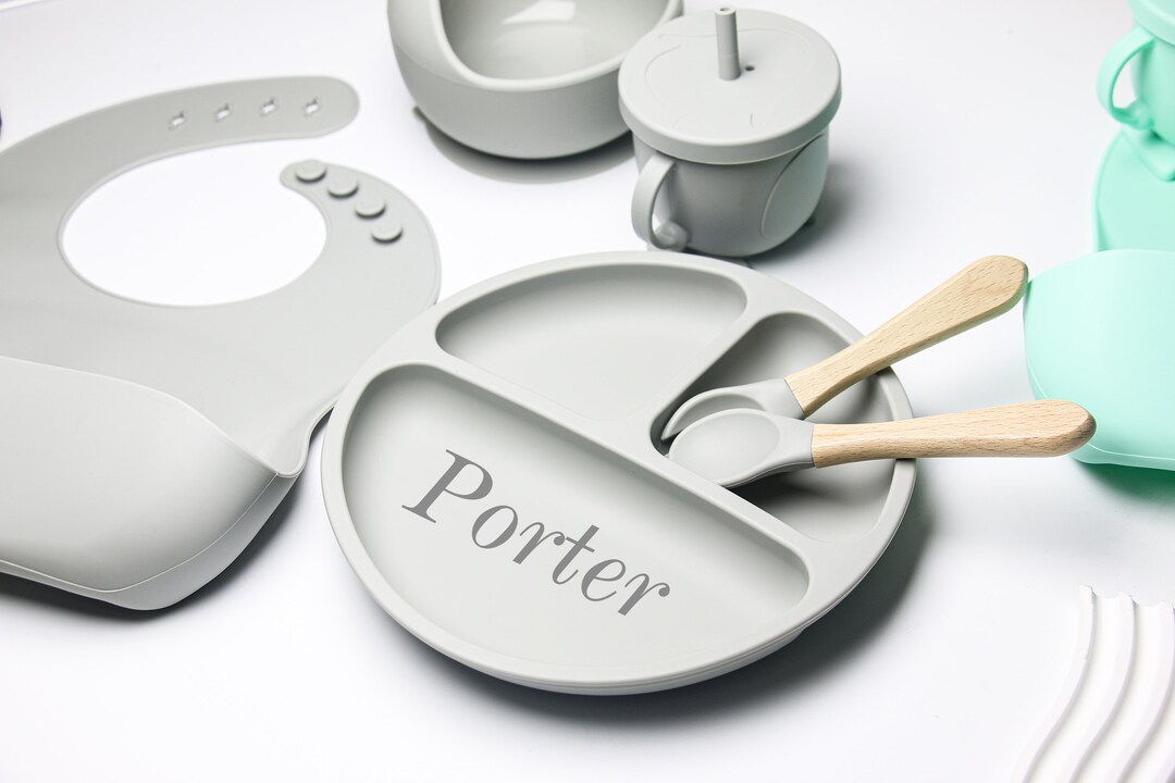 Personalized Silicone Baby Food Box Set | Engraved Toddler Feeding Set ...
