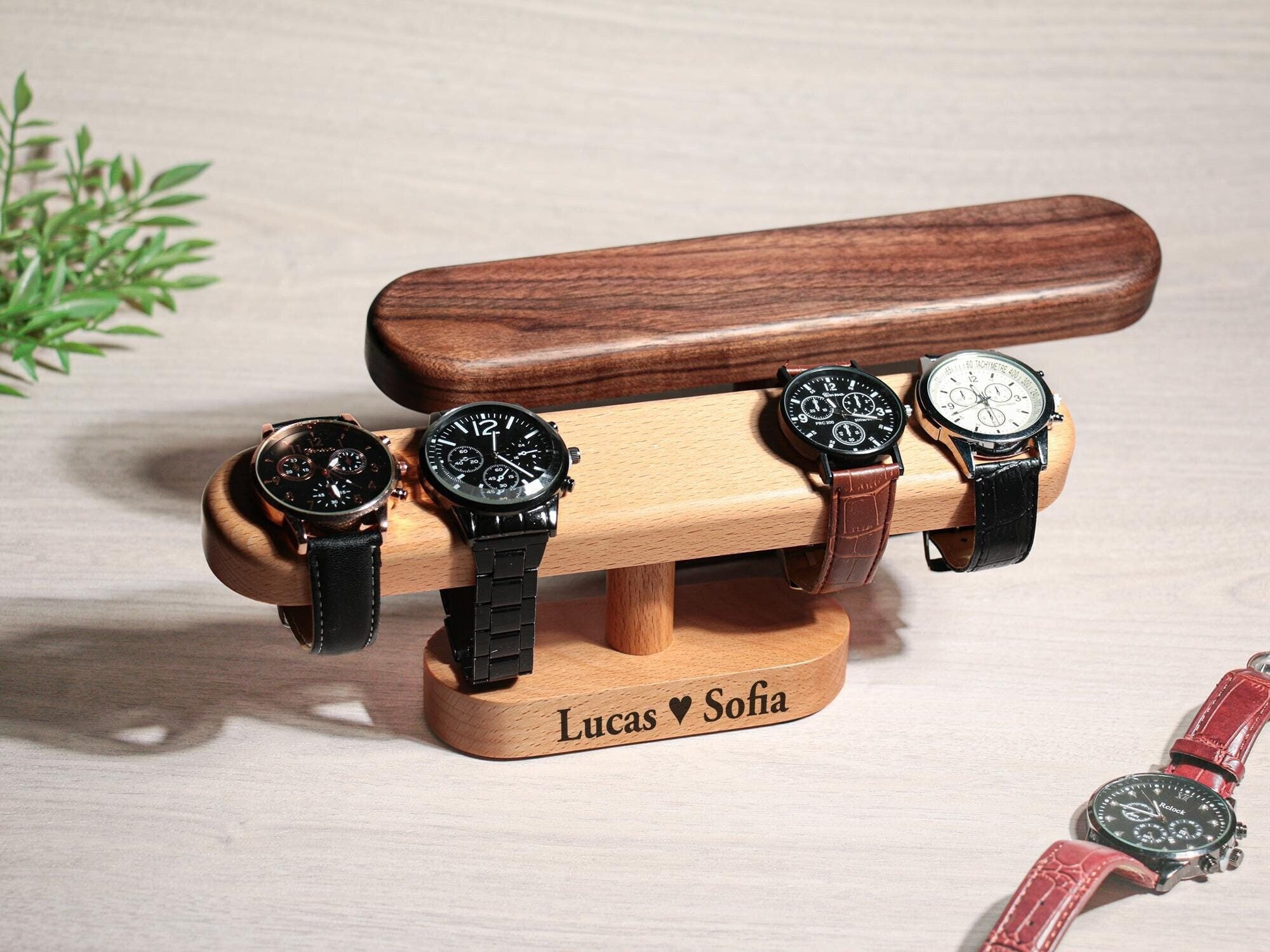 Custom Wooden Watch Holder Stand Base , Personalized Name Watch Display ...