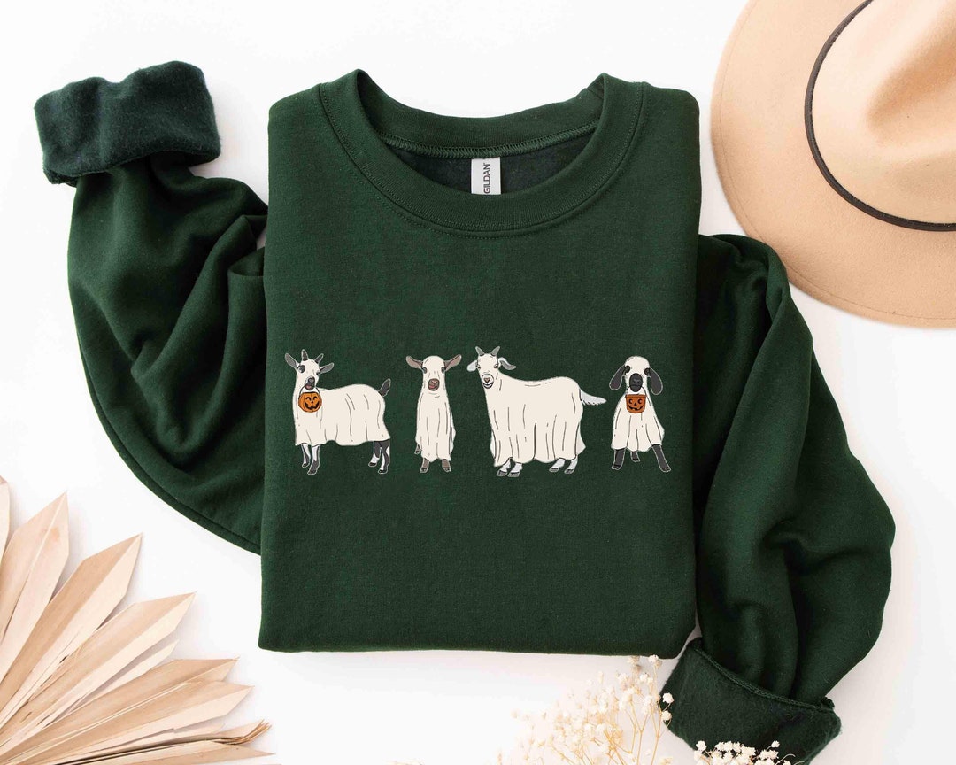 Halloween Ghost Goat Spooky Season Goat Farm Animal Shirt, Halloween ...