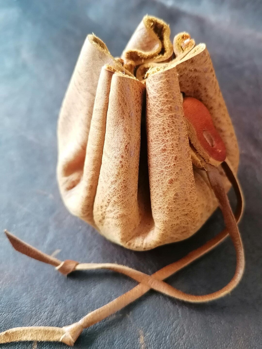 Handmade Leather Coin Pouch: Rustic Drawstring Dice Bag - Etsy