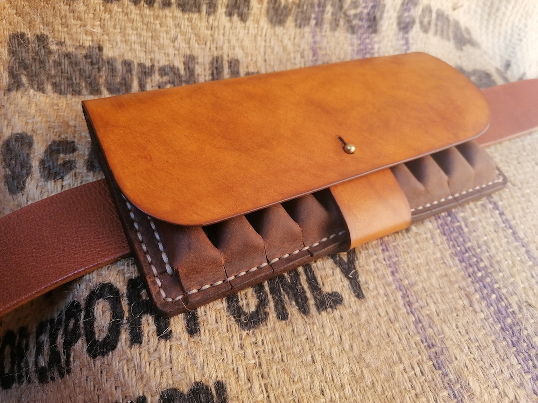 Handmade Leather Cartridge Holder for Hunting - Rifle Cartridges Case ...