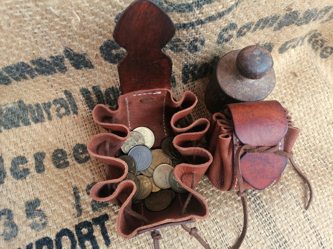 Handmade Viking Leather Coin Bag | Small Calf Leather Pouch | Rustic ...
