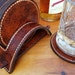 Vintage Style Leather Coasters Set Double-faced, Handmade With Natural ...
