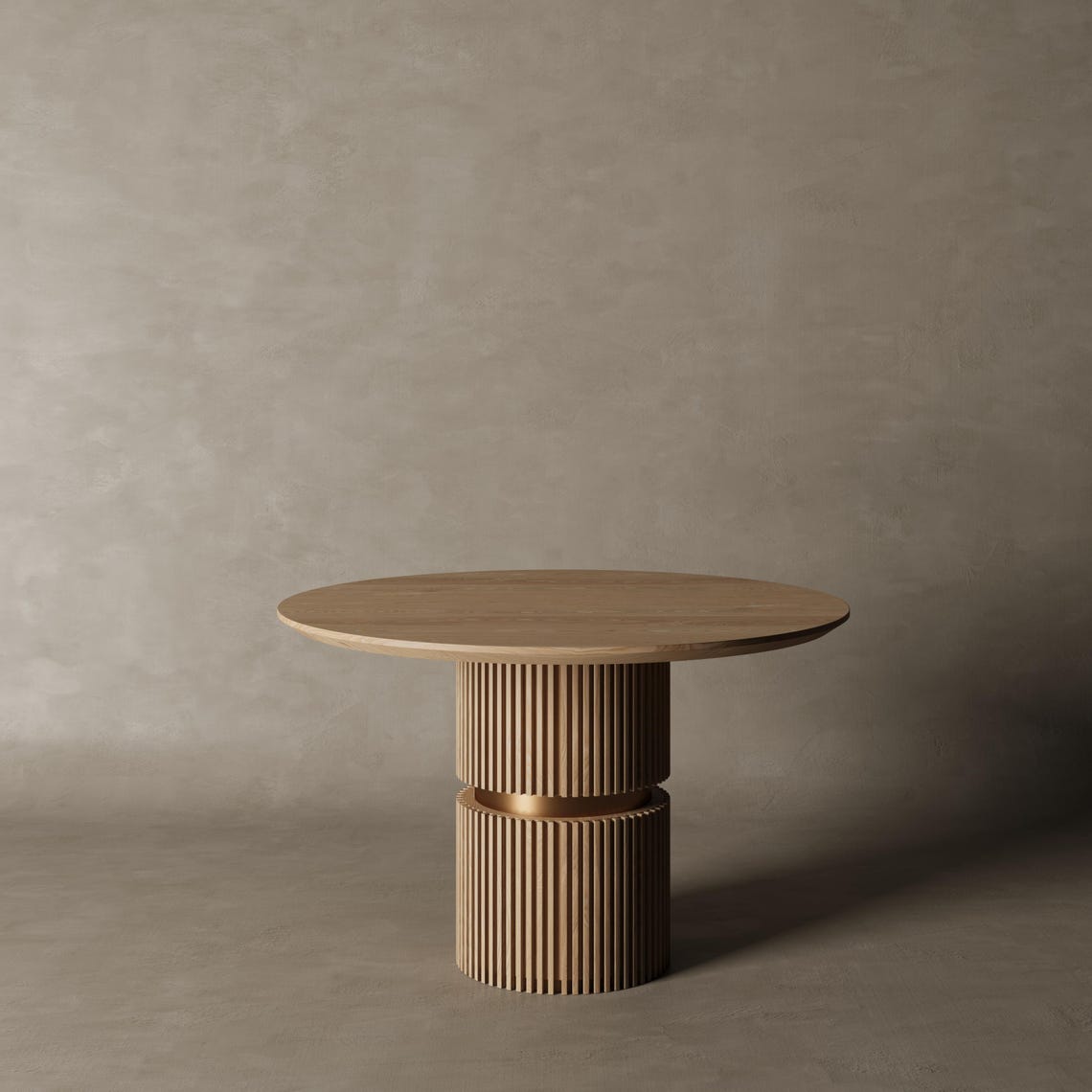 Custom Round Fluted Wood Dining Table Handmade Modern Pedestal Table ...