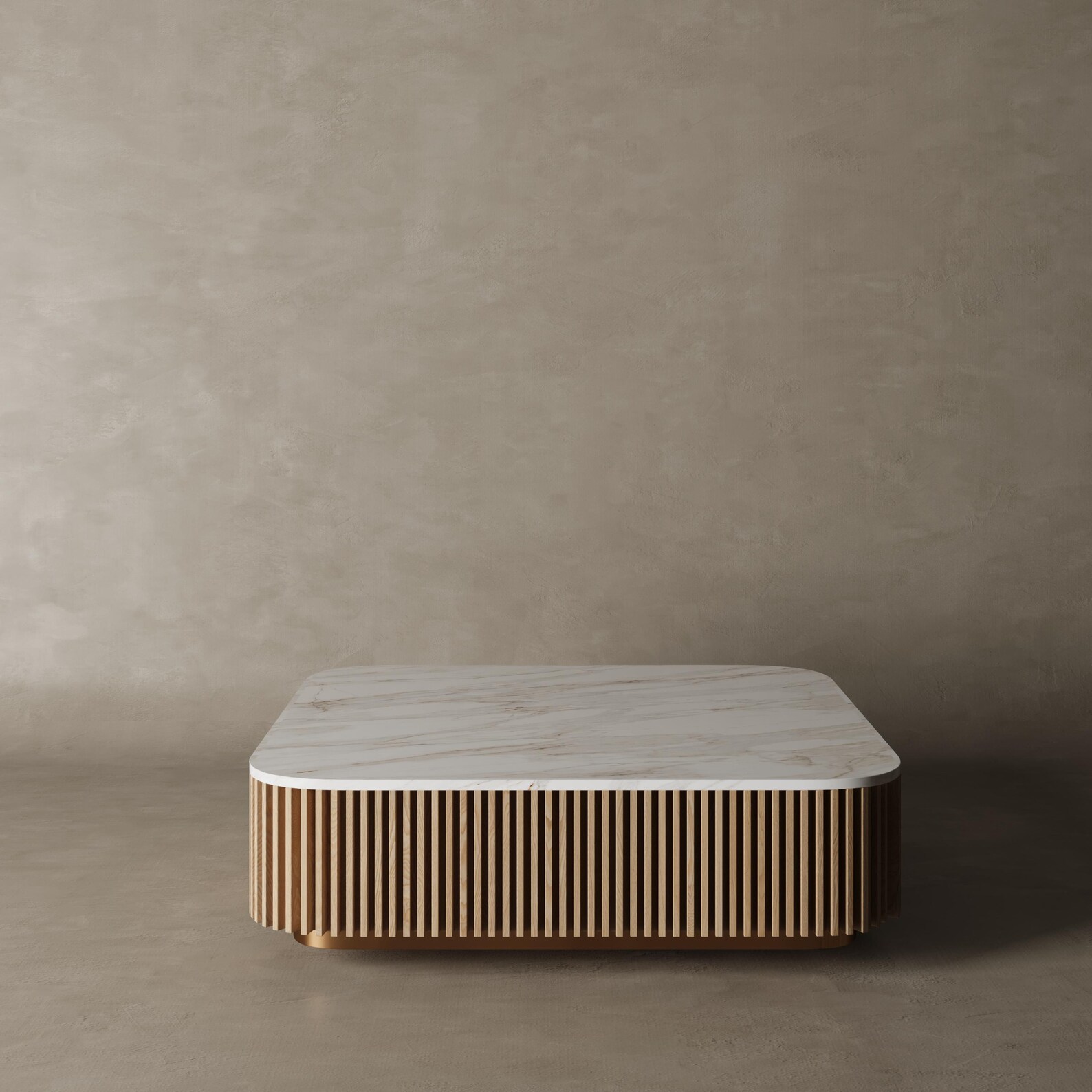 Custom Marble Coffee Table Reeded Base Modern Handmade Coffee Table ...