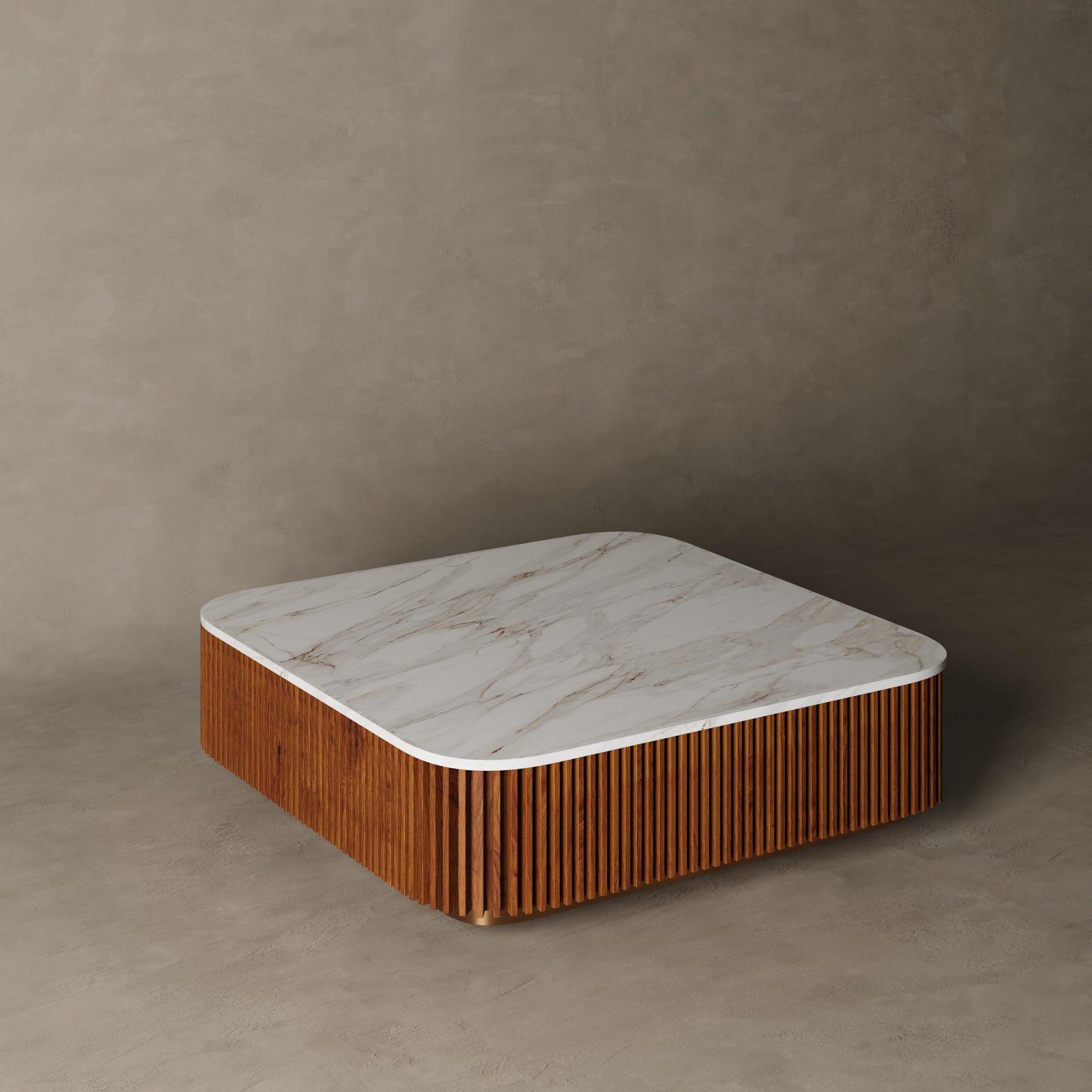 Custom Marble Coffee Table Reeded Base Modern Handmade Coffee Table ...