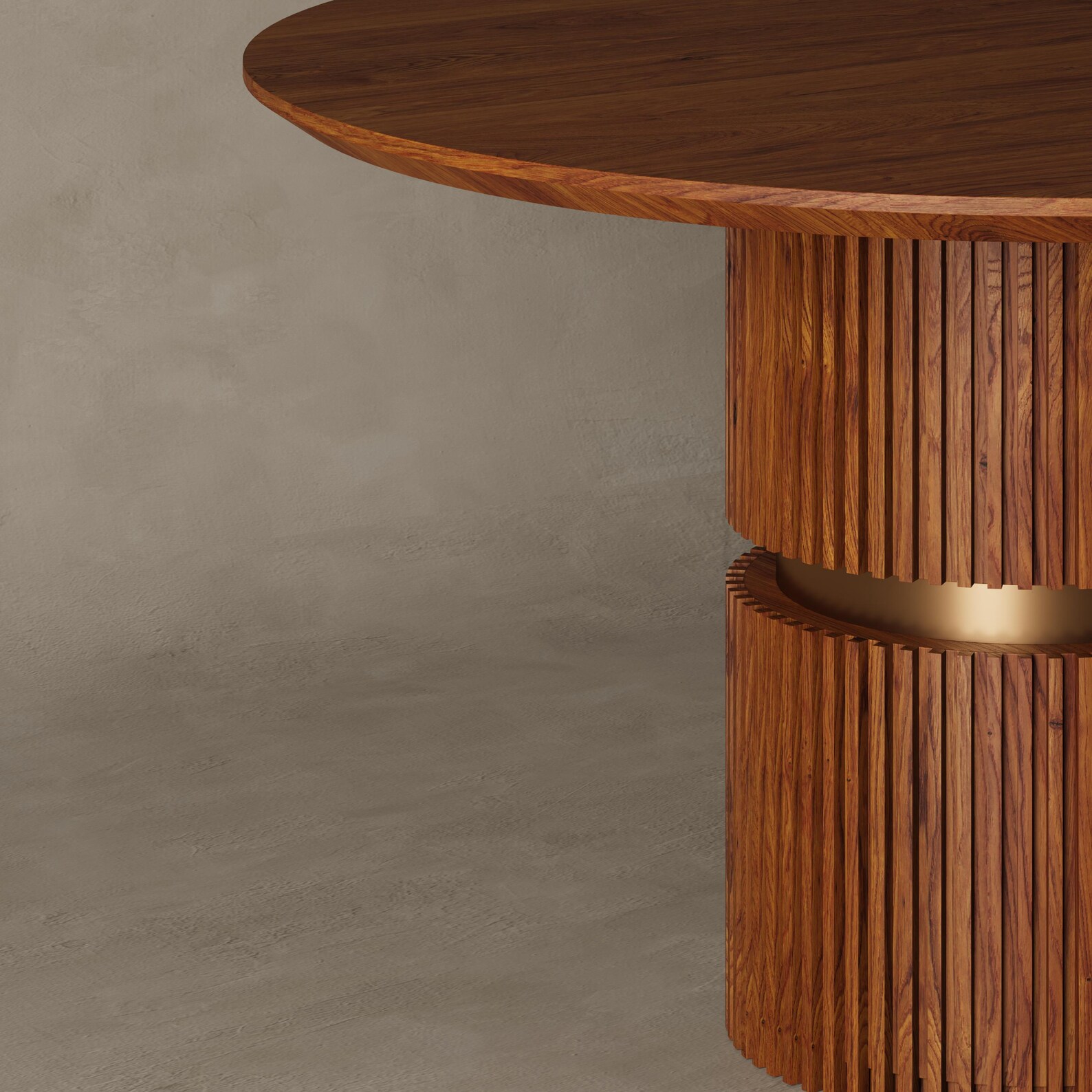 Custom Round Fluted Wood Dining Table Handmade Modern Pedestal Table ...