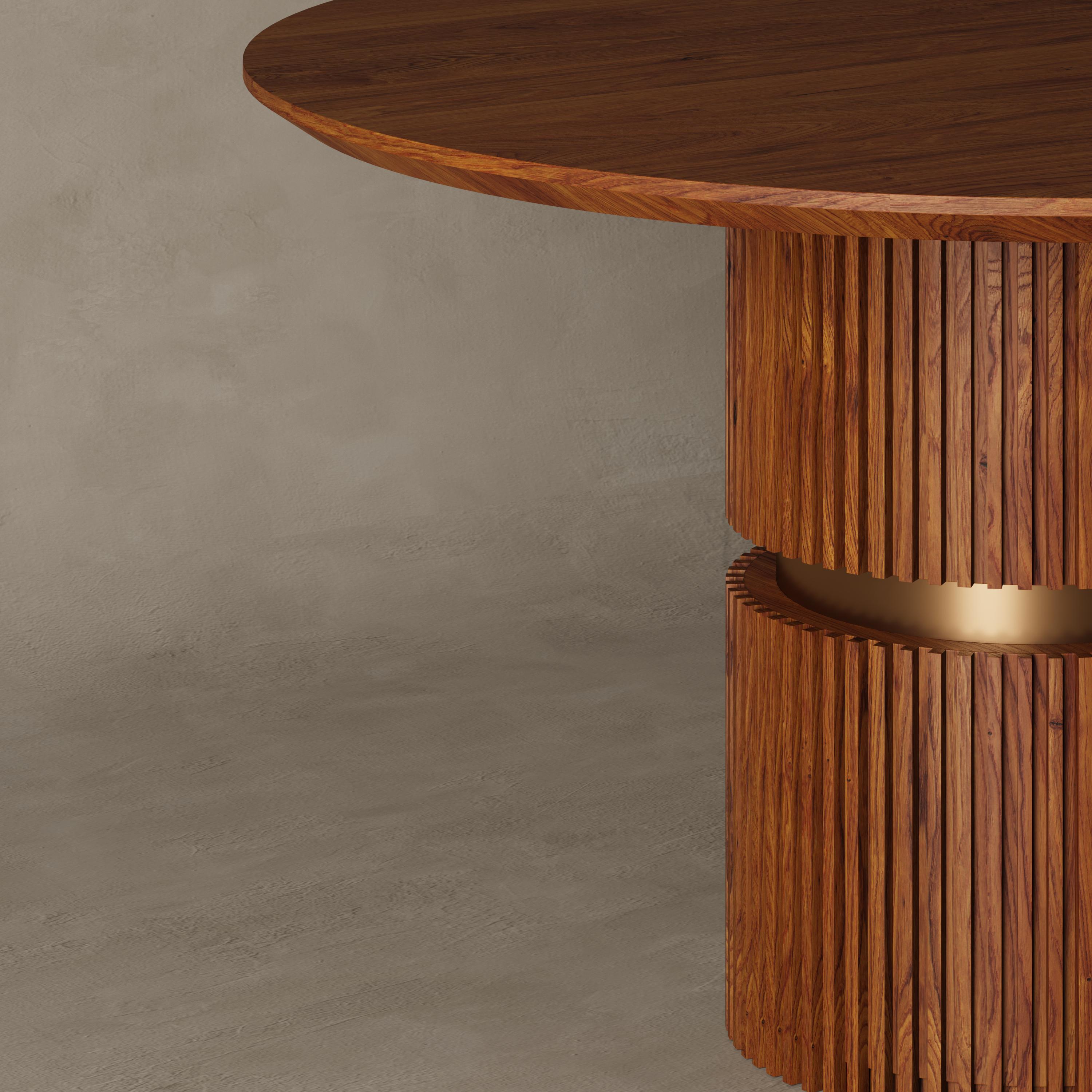 Custom Round Fluted Wood Dining Table Handmade Modern Pedestal Table ...