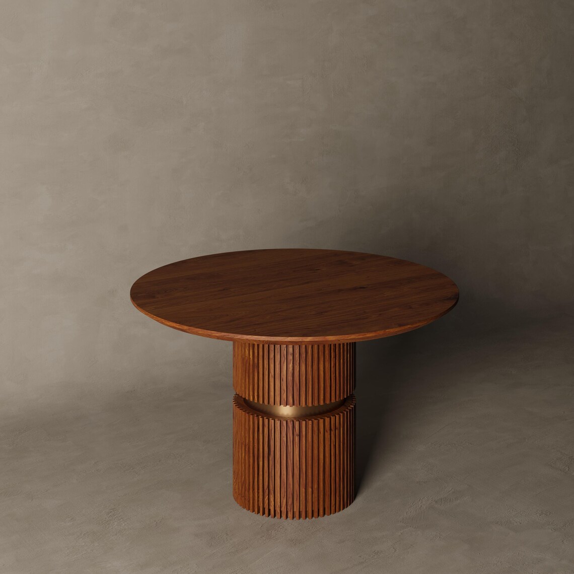 Custom Round Fluted Wood Dining Table Handmade Modern Pedestal Table ...