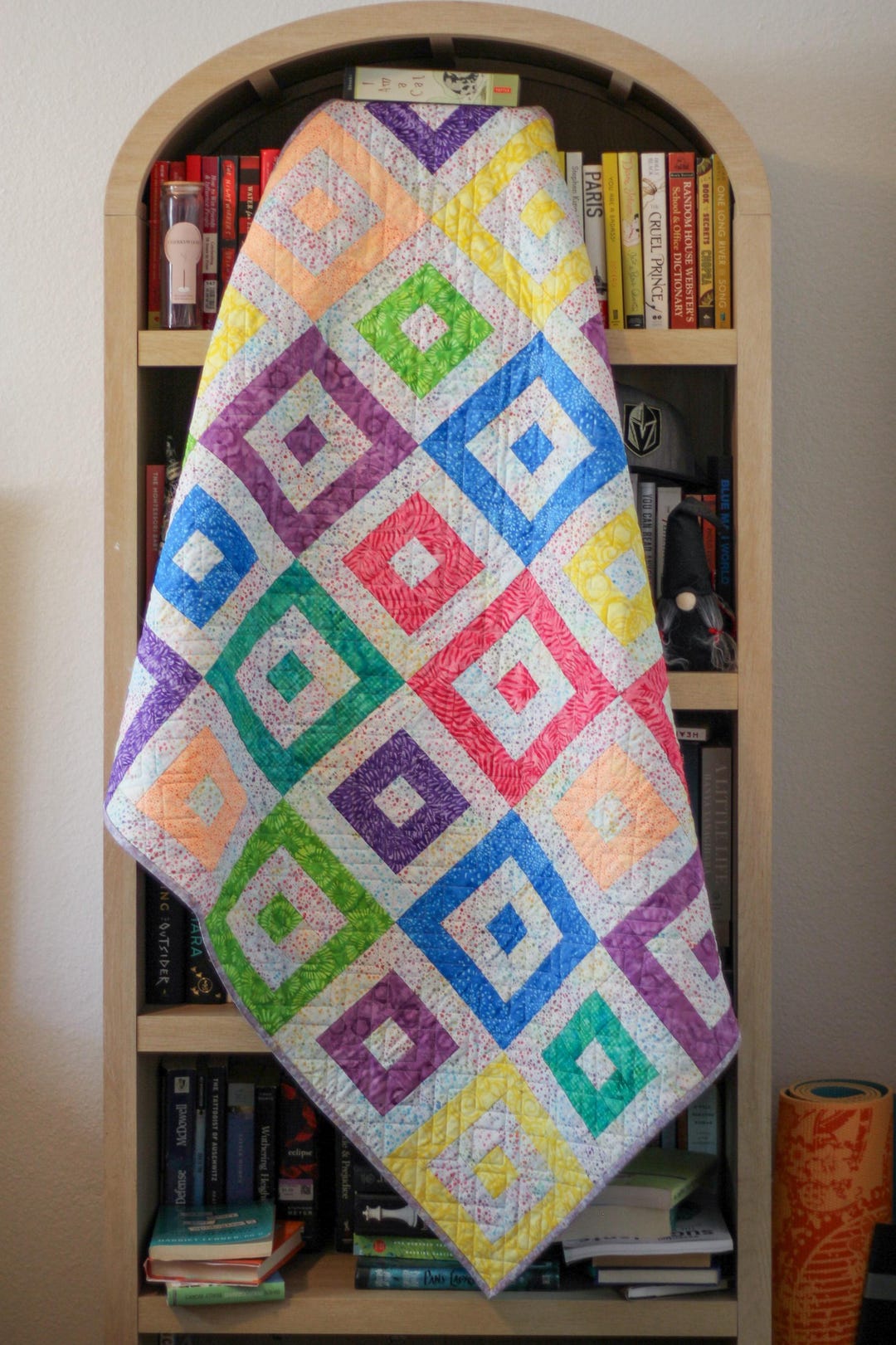 Modern Square-in-a-square Quilt – Small Throw Blanket, Purple Binding ...