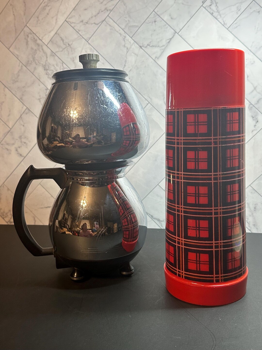 Vintage Sunbeam Bubble Coffee Pot & Stanley Thermos Set With Matching ...