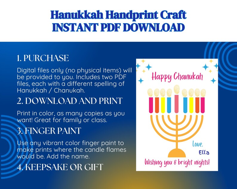 Hanukkah Handprint Art | Menorah Kids Fingerprint Craft | Personalized ...