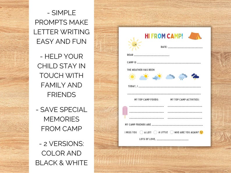Letter From Summer Camp | Instant Download | Printable | Kids ...