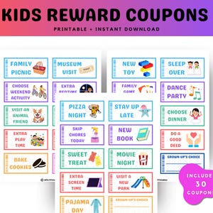 Kids Reward Coupons | Instant Download | Printable | Reward Tickets ...