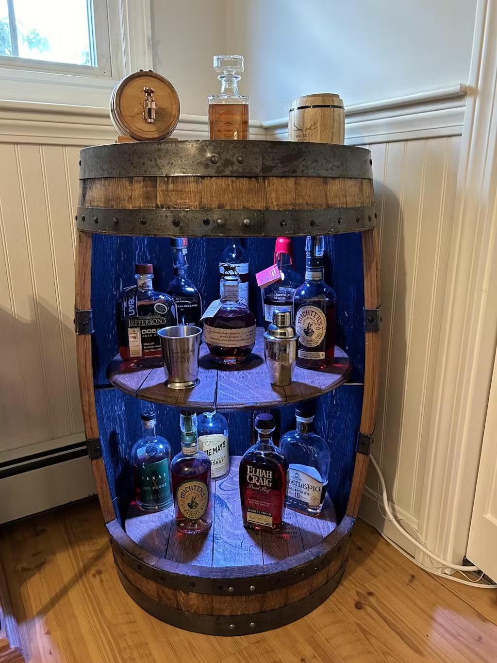 Whiskey Barrel Liquor Cabinet,barrel Bar Cabinet,unique Whiskey Barrels ...
