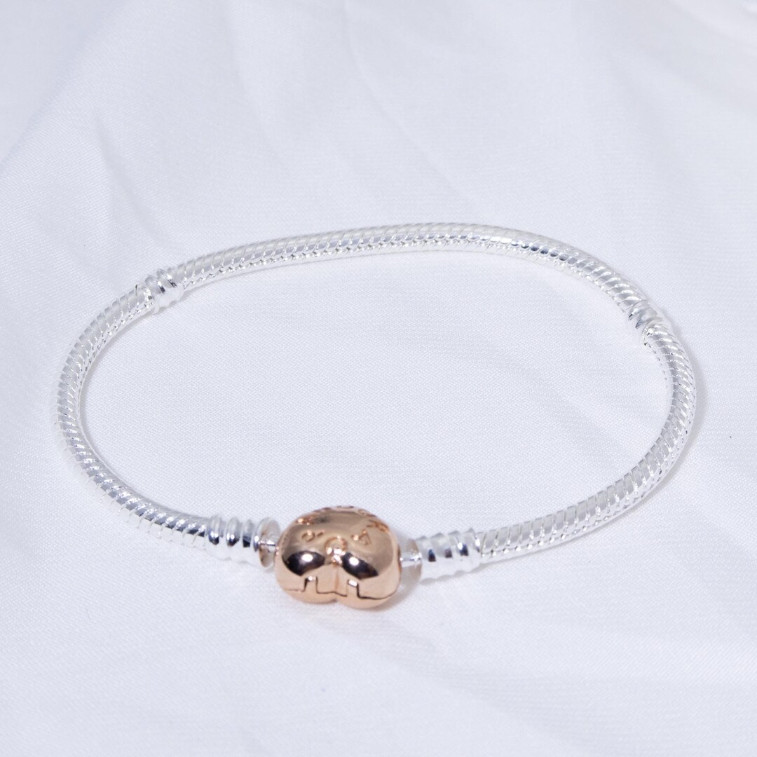 Pandora Moments Rose Gold Heart Snake Chain Bracelet, Pandora Silver ...