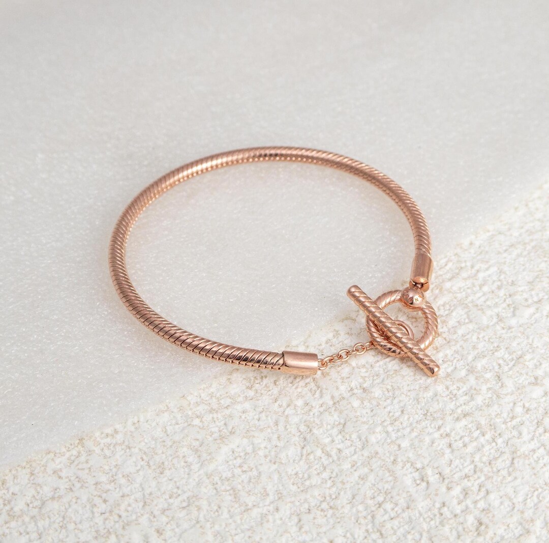 Pandora T-shaped Clasp Snake Bone Chain Bracelet, 925 Silver Bracelet ...