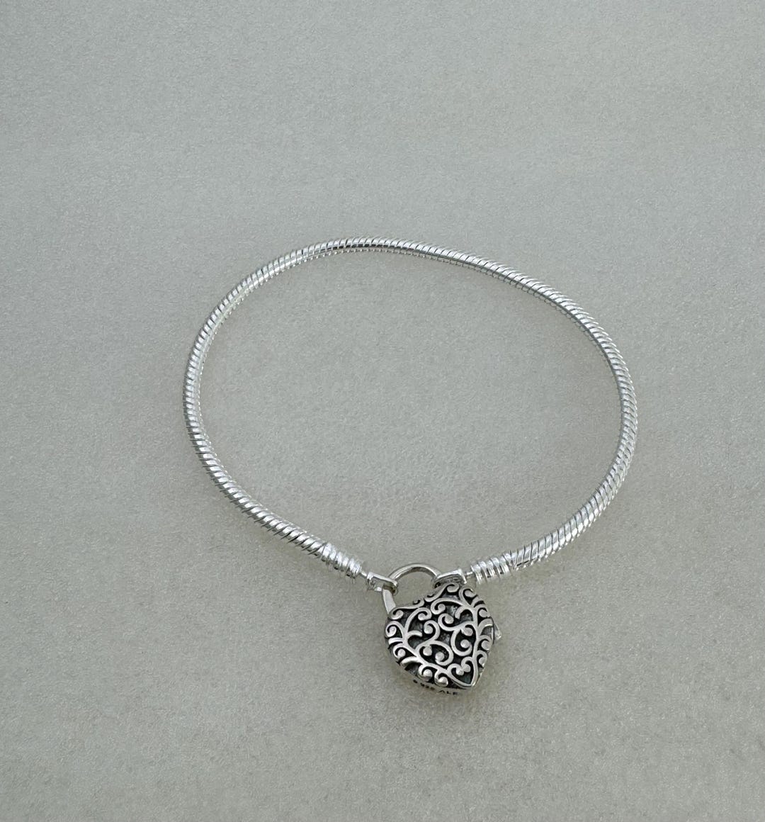 Pandora Heart Lock Snake Bone Chain Bracelet, S925 Sterling Silver ...