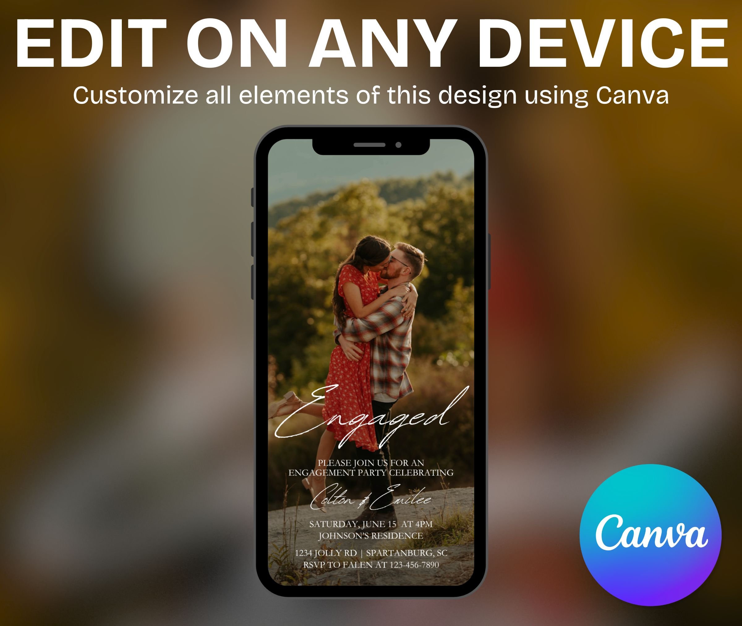 Engagement Party Invitation Modern Digital Invite Minimalist Engagement ...