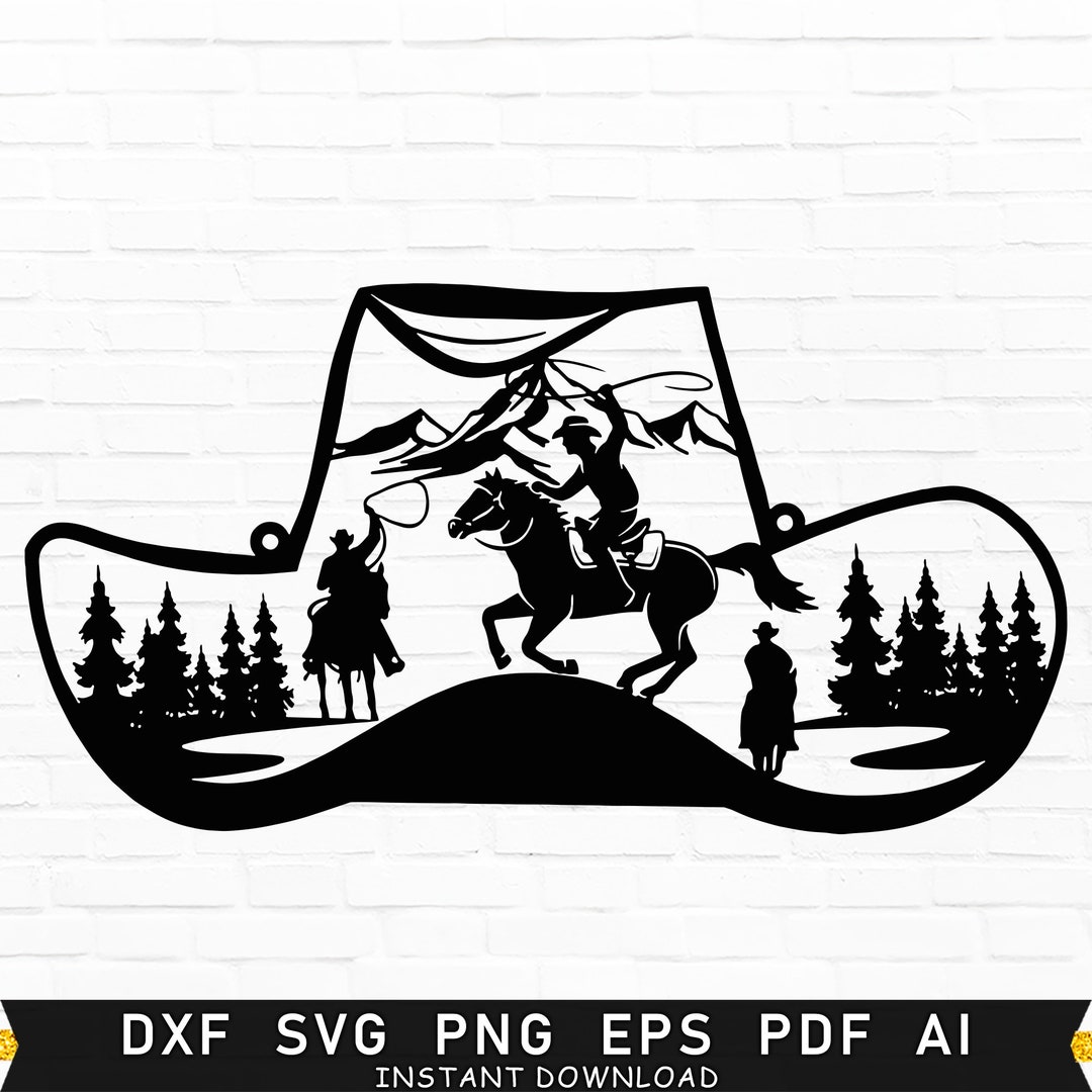 Cowboy Hat DXF, Horse SVG, Western Cowboys Png, Wild West Clip Art, PNG ...