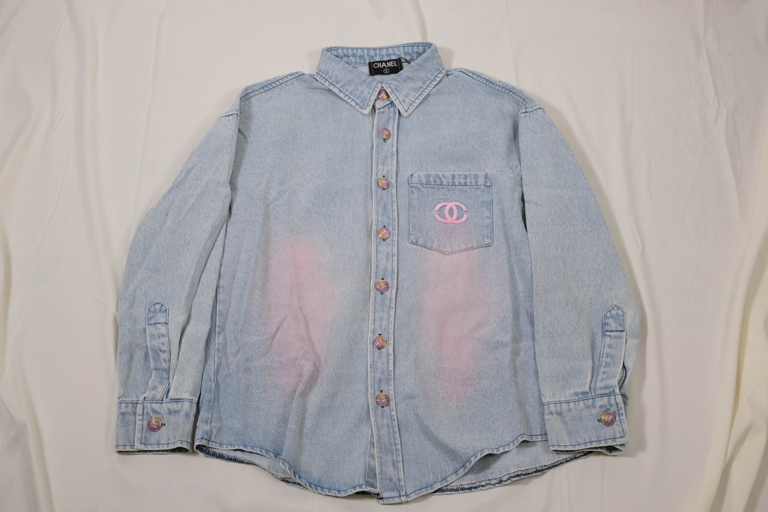 Vintage Chanel Pinky Denim Jacket Women Size M - Etsy