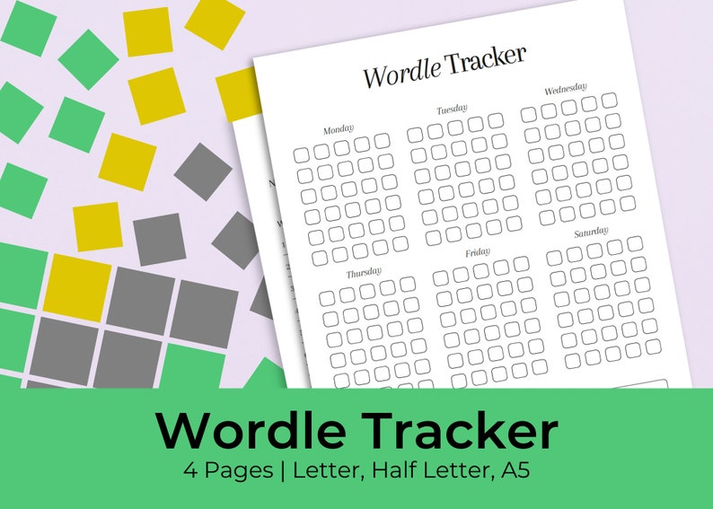 Wordle Tracker for Score Tracking Monthly/weekly Printable Journal and ...