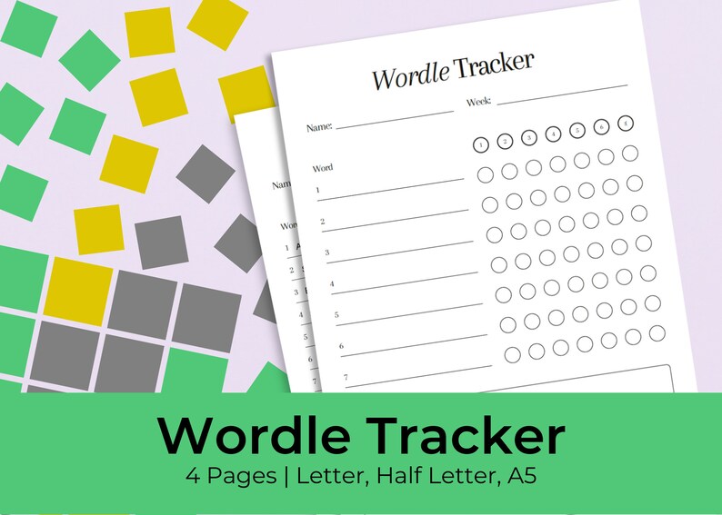 Wordle Tracker for Score Tracking Monthly/weekly Printable Journal and ...